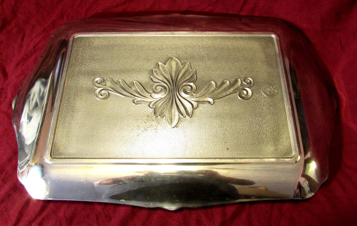 Vintage Large Lenox Serving Platter Tray Polished Aluminum Embossed ...