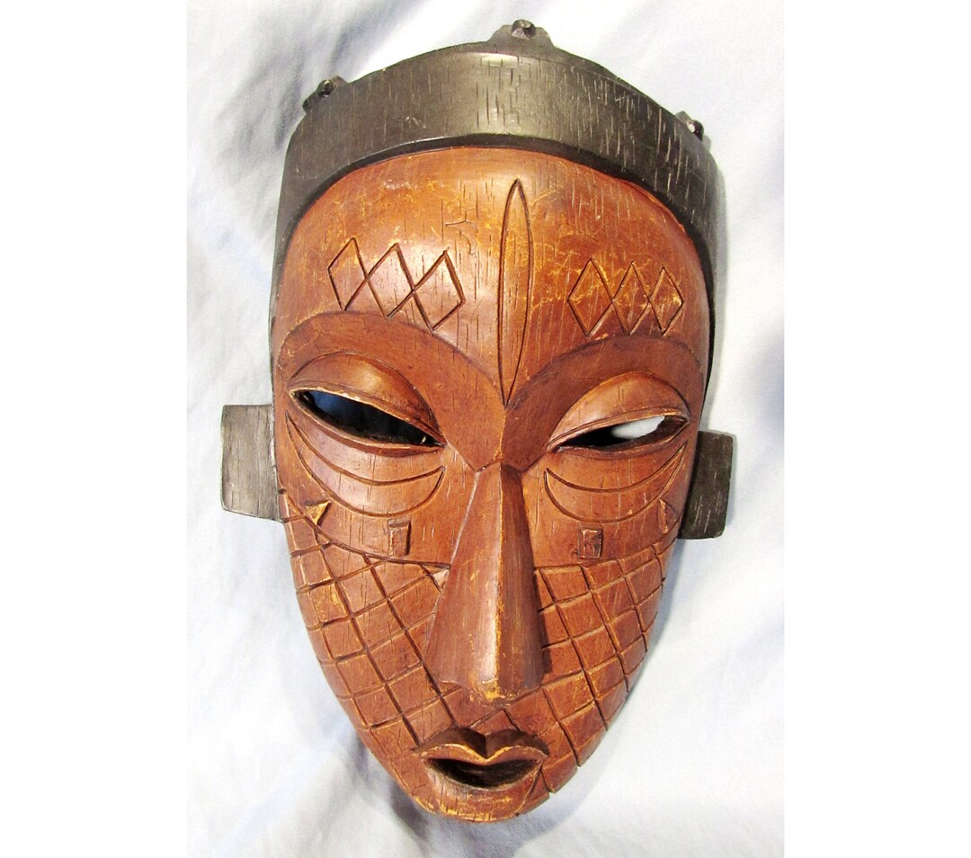 Vintage Large Wood African Tribal Mask Art Handcarved Wall Hanging - Etsy