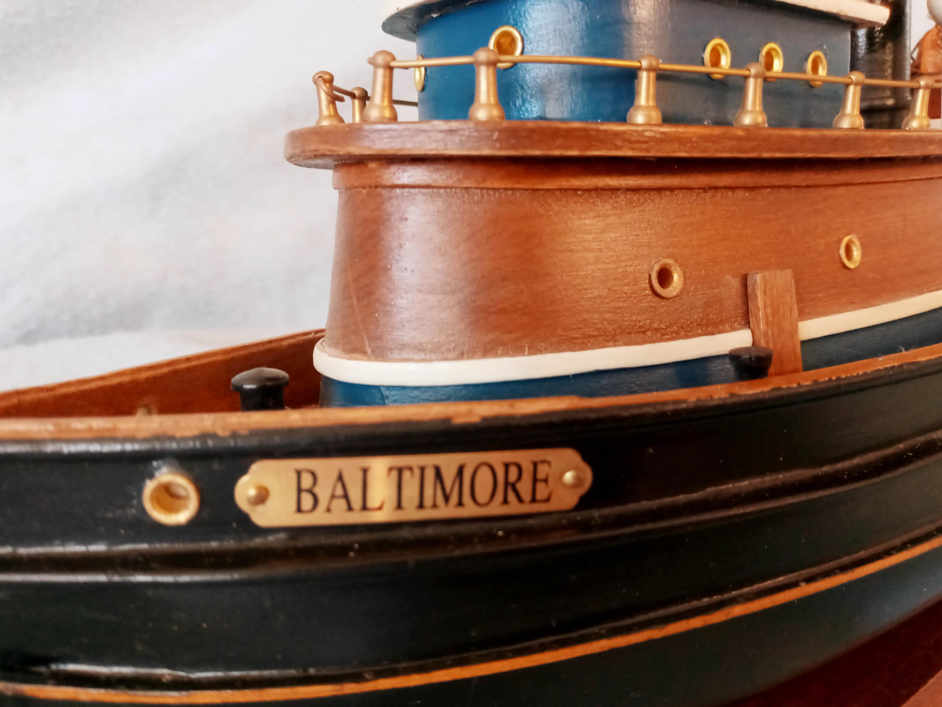 Vintage RARE the Baltimore Tugboat Handcrafted Wooden Boat Model Brass ...
