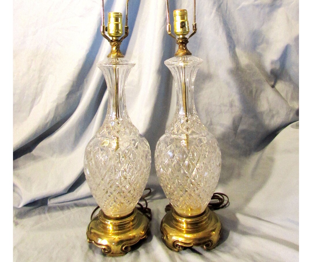 Exquisite Pair Vintage Italian Lead Crystal Table Lamps, Waterford ...
