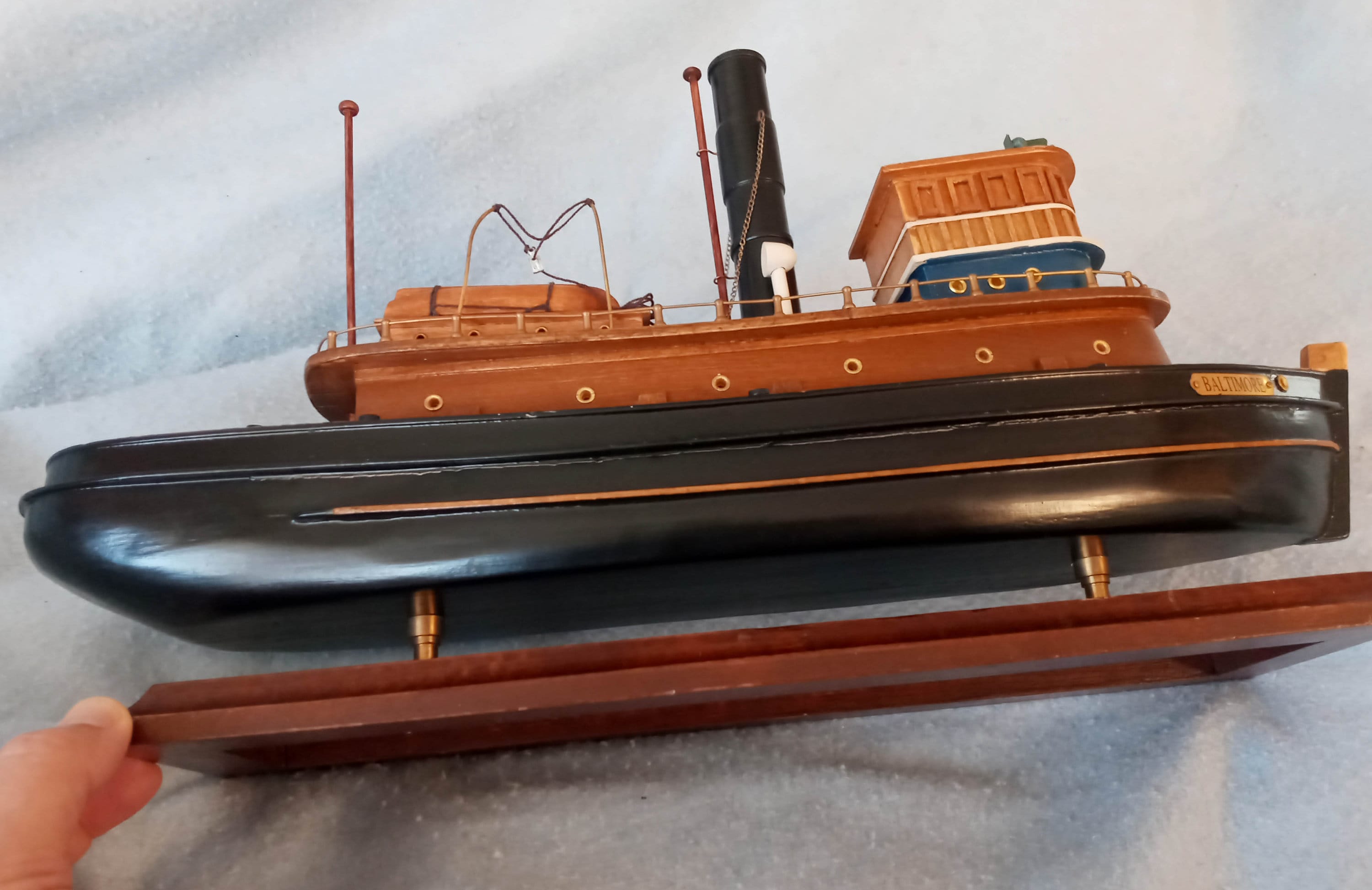 Vintage RARE the Baltimore Tugboat Handcrafted Wooden Boat Model Brass ...