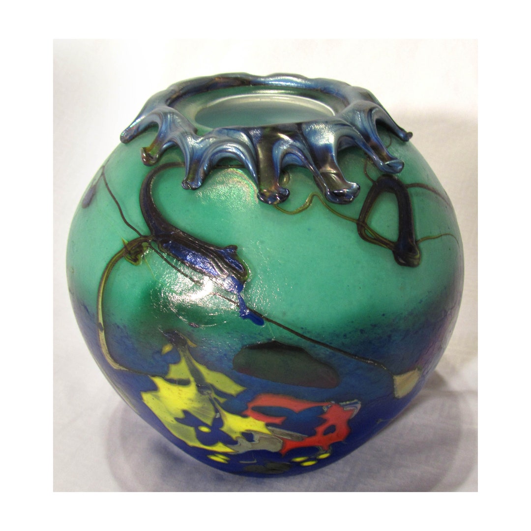 Unique Art Glass Round Modernist Vase, Cased Layers. Signed Guyot ...