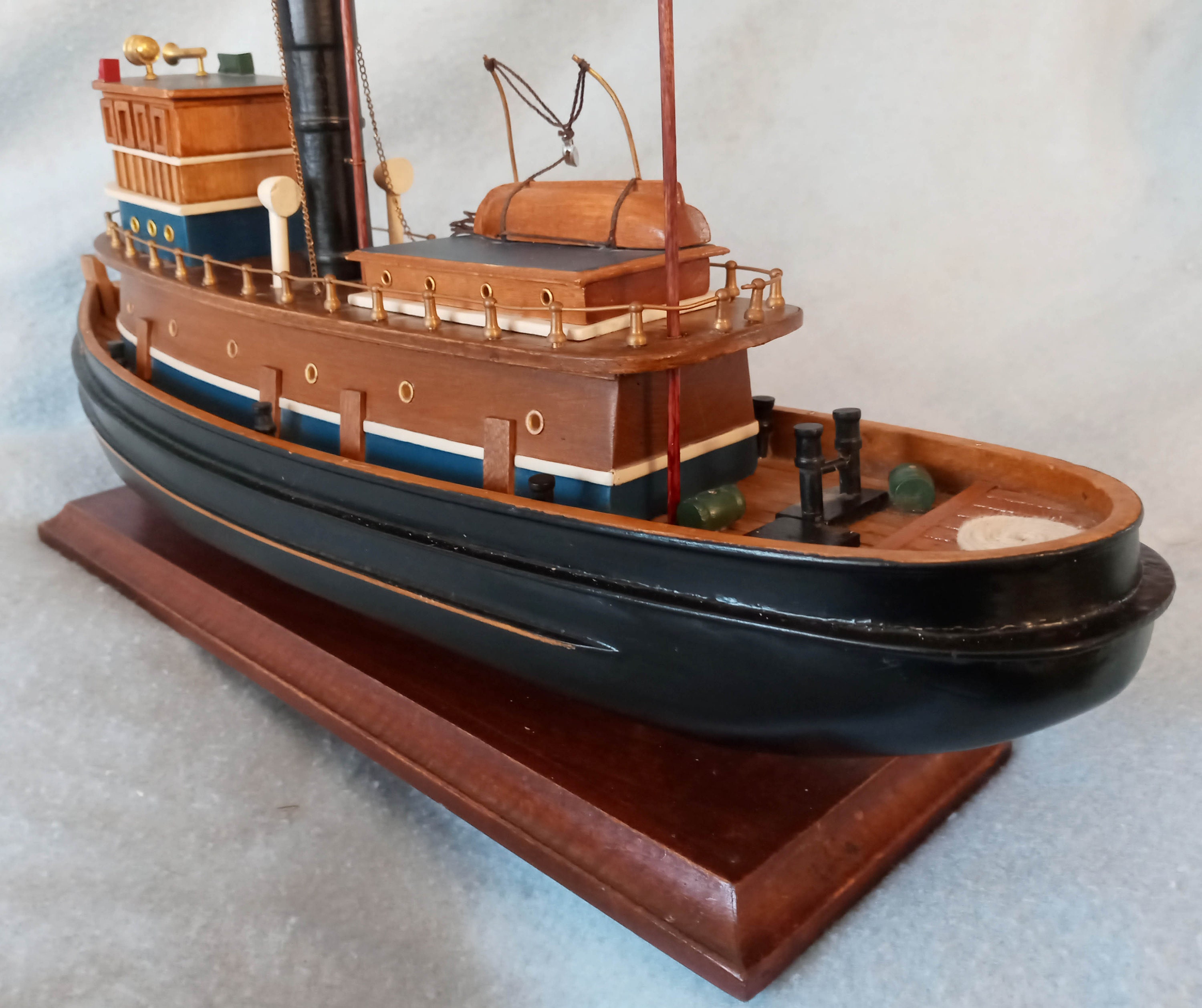 Vintage RARE the Baltimore Tugboat Handcrafted Wooden Boat Model Brass ...