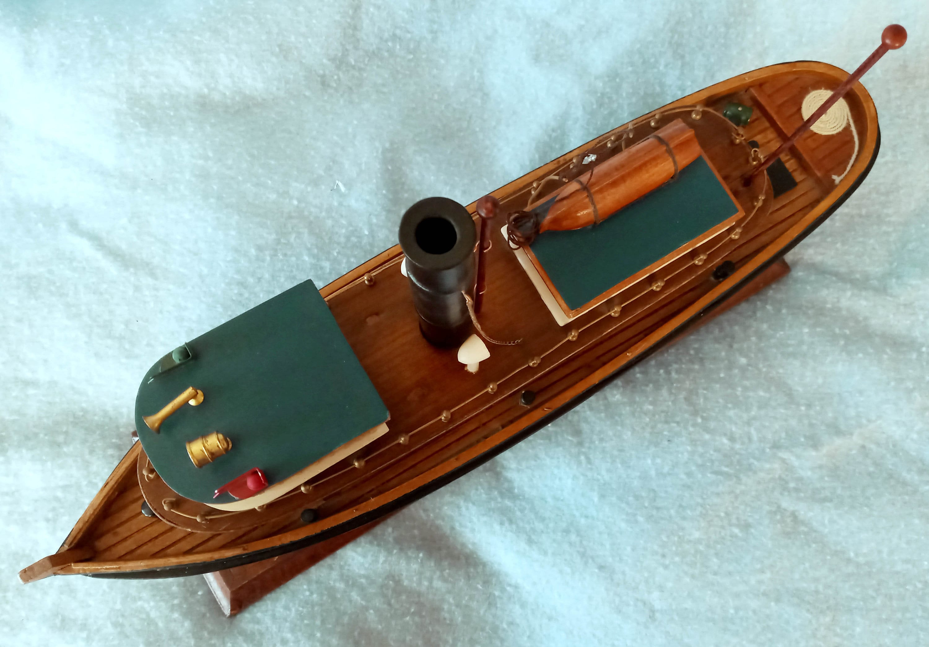 Vintage RARE the Baltimore Tugboat Handcrafted Wooden Boat Model Brass ...