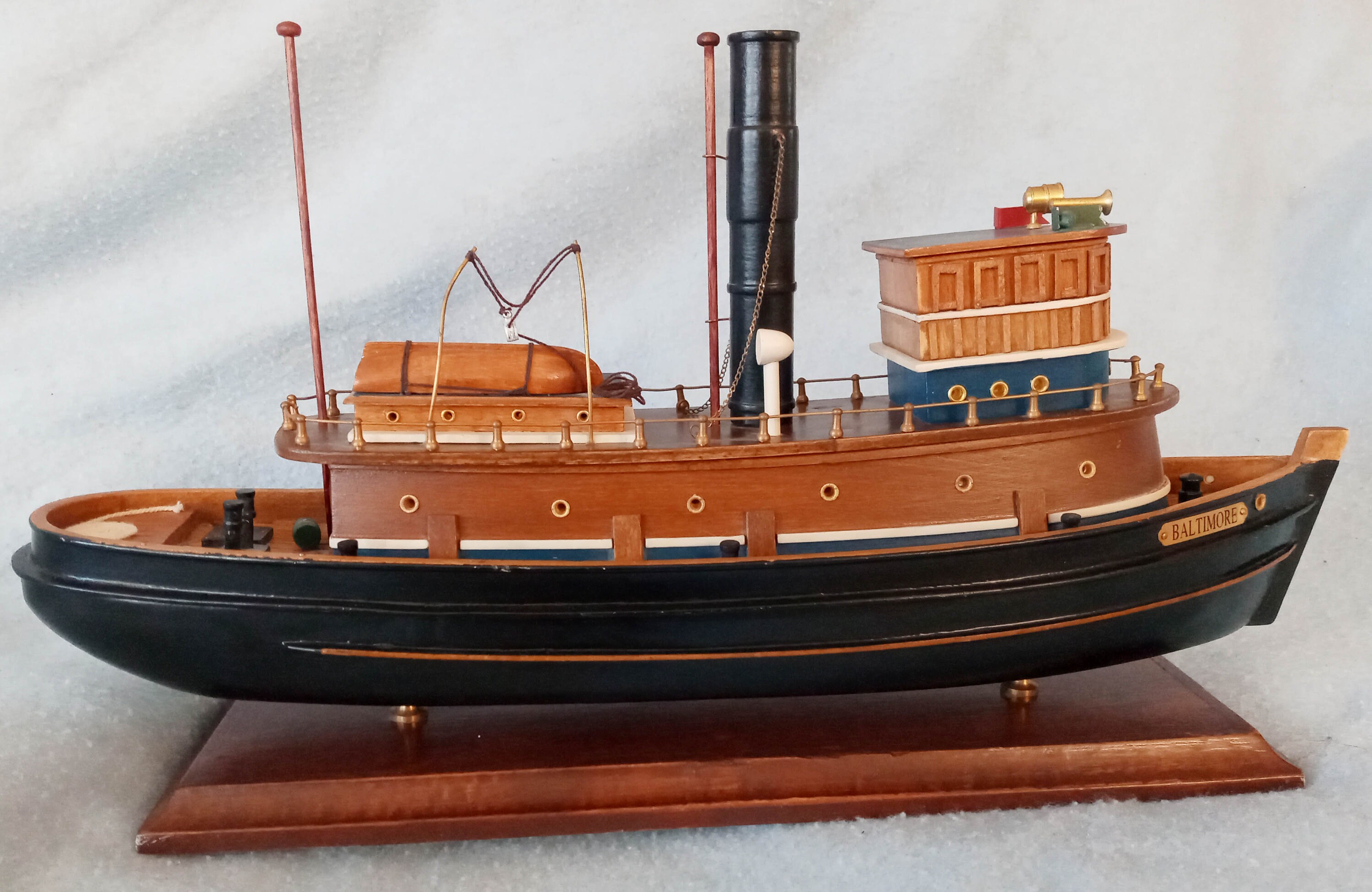 Vintage RARE the Baltimore Tugboat Handcrafted Wooden Boat Model Brass ...