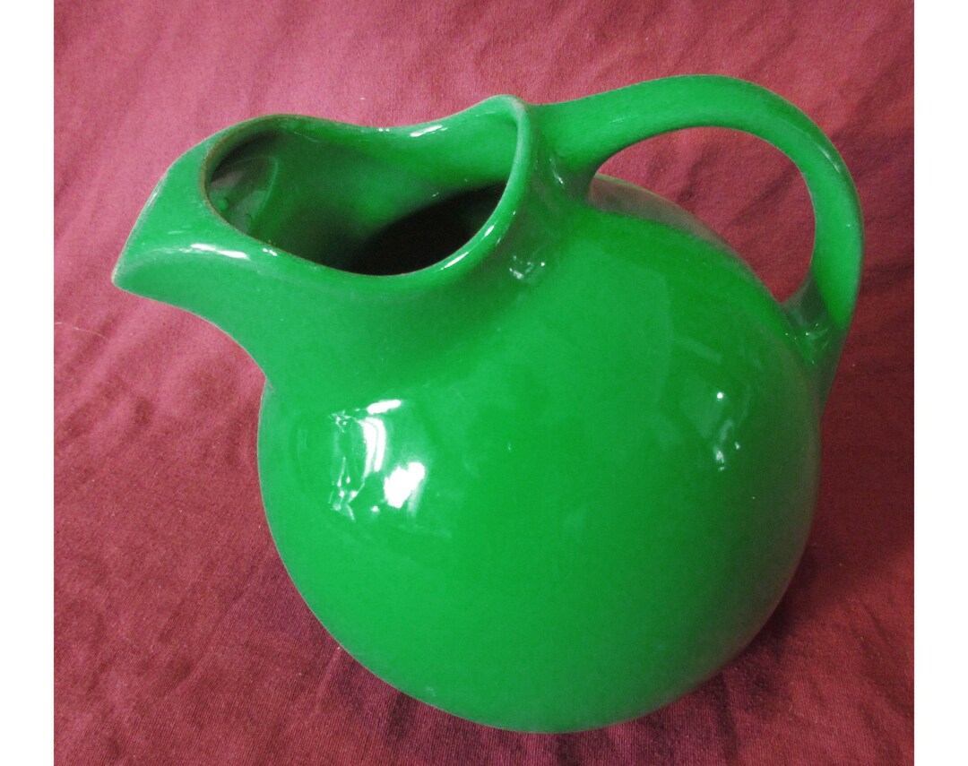 Vintage Classic MCM Hall Tilted Ball Jug Pitcher Green Model 633 Ice ...
