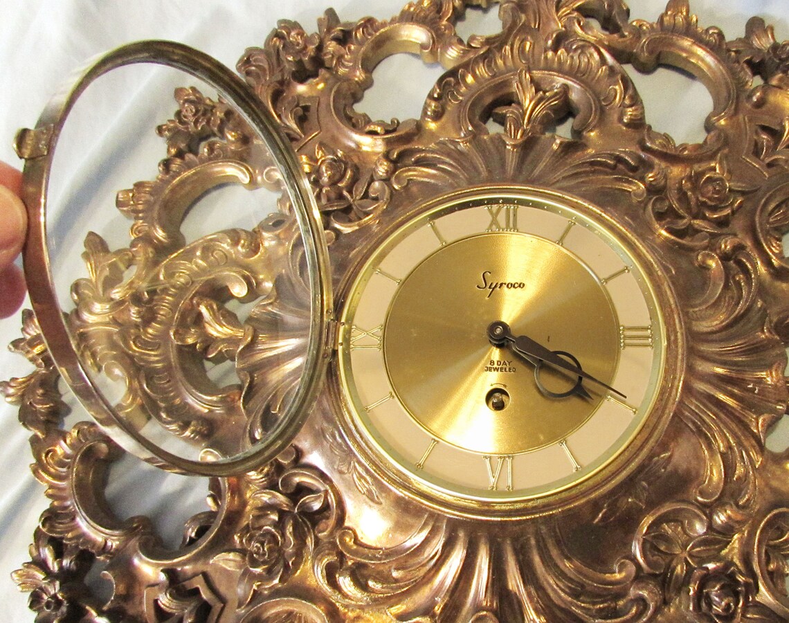 Sensational Vintage Rococo Style 8 Day Wind up Wall Clock, Syracuse ...