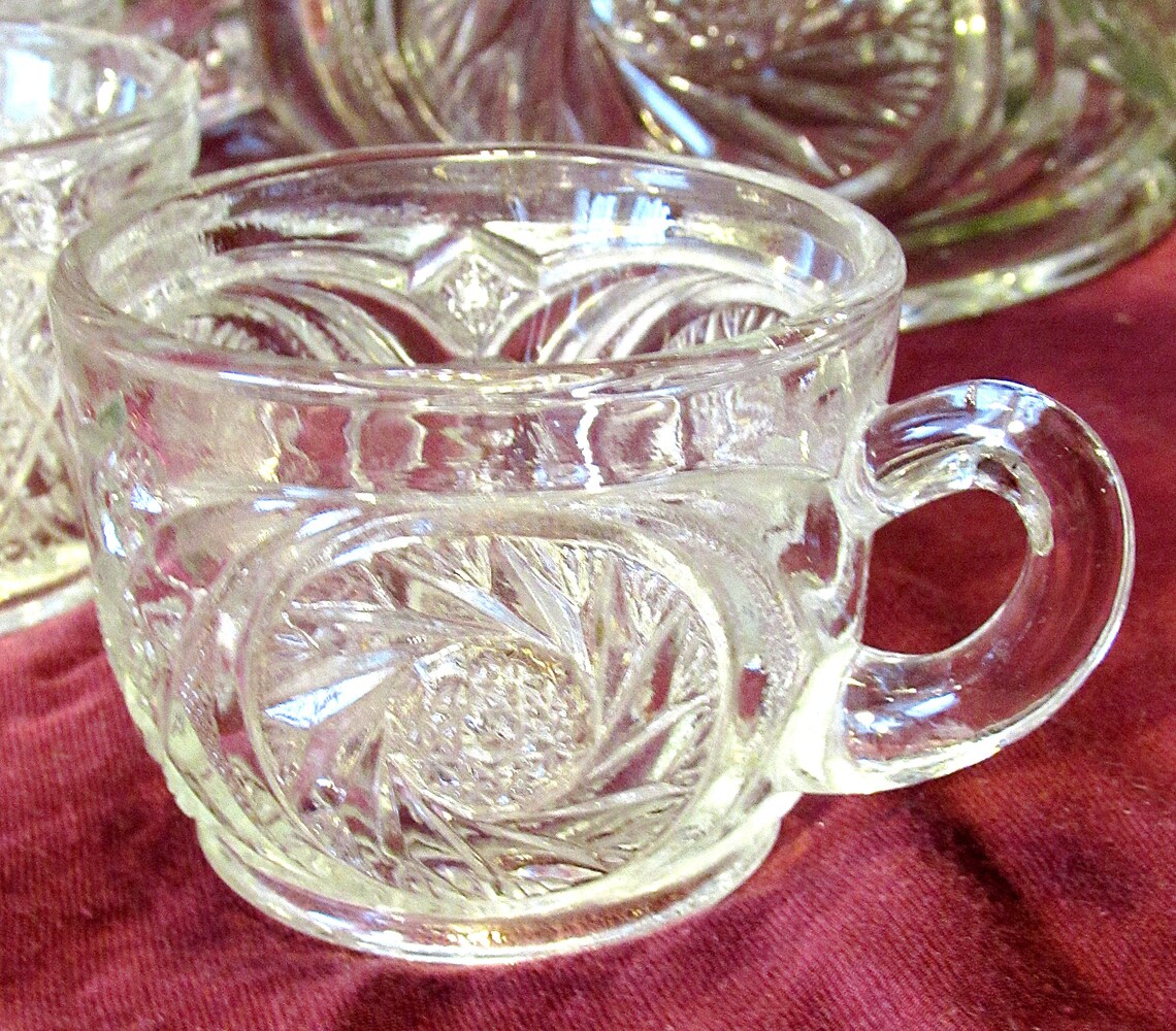 Fabulous Vintage Mckee LE Smith Aztec Punch Bowl Set Pedestal 10 Cups ...