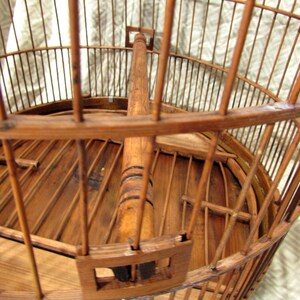 Gorgeous Large Domed Bamboo Bird Cage Carved Asian Motif 27" All Intact ...