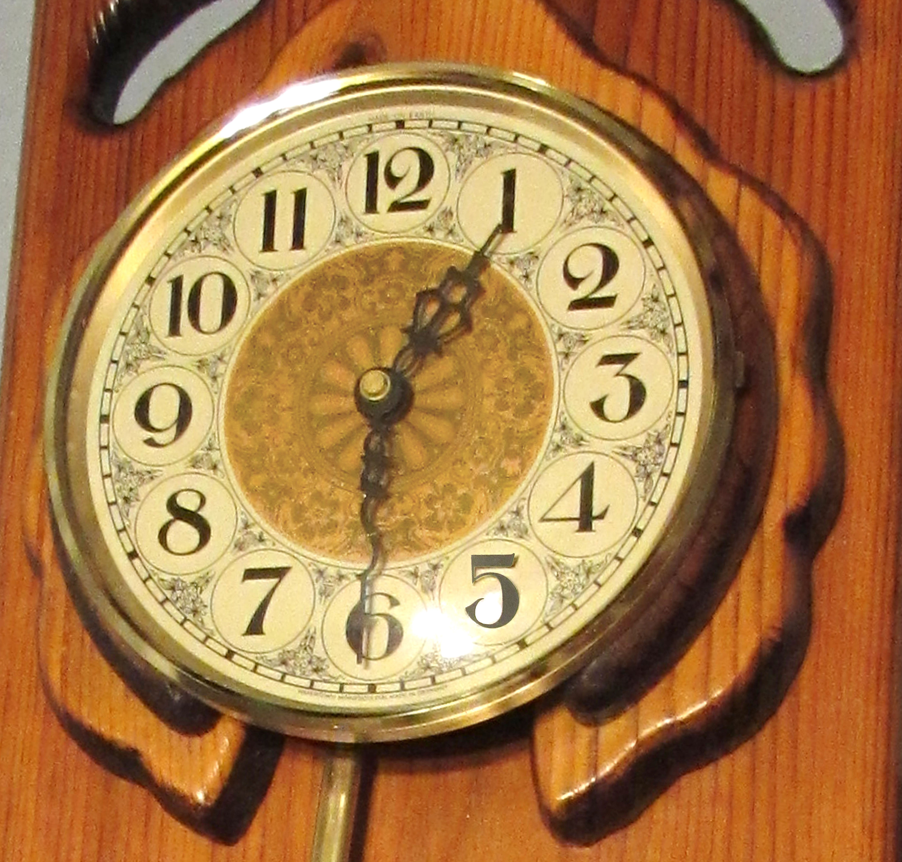 Vintage Tall Wood Wall Pendulum Clock Mirrors, Wing Panels, Made on ...