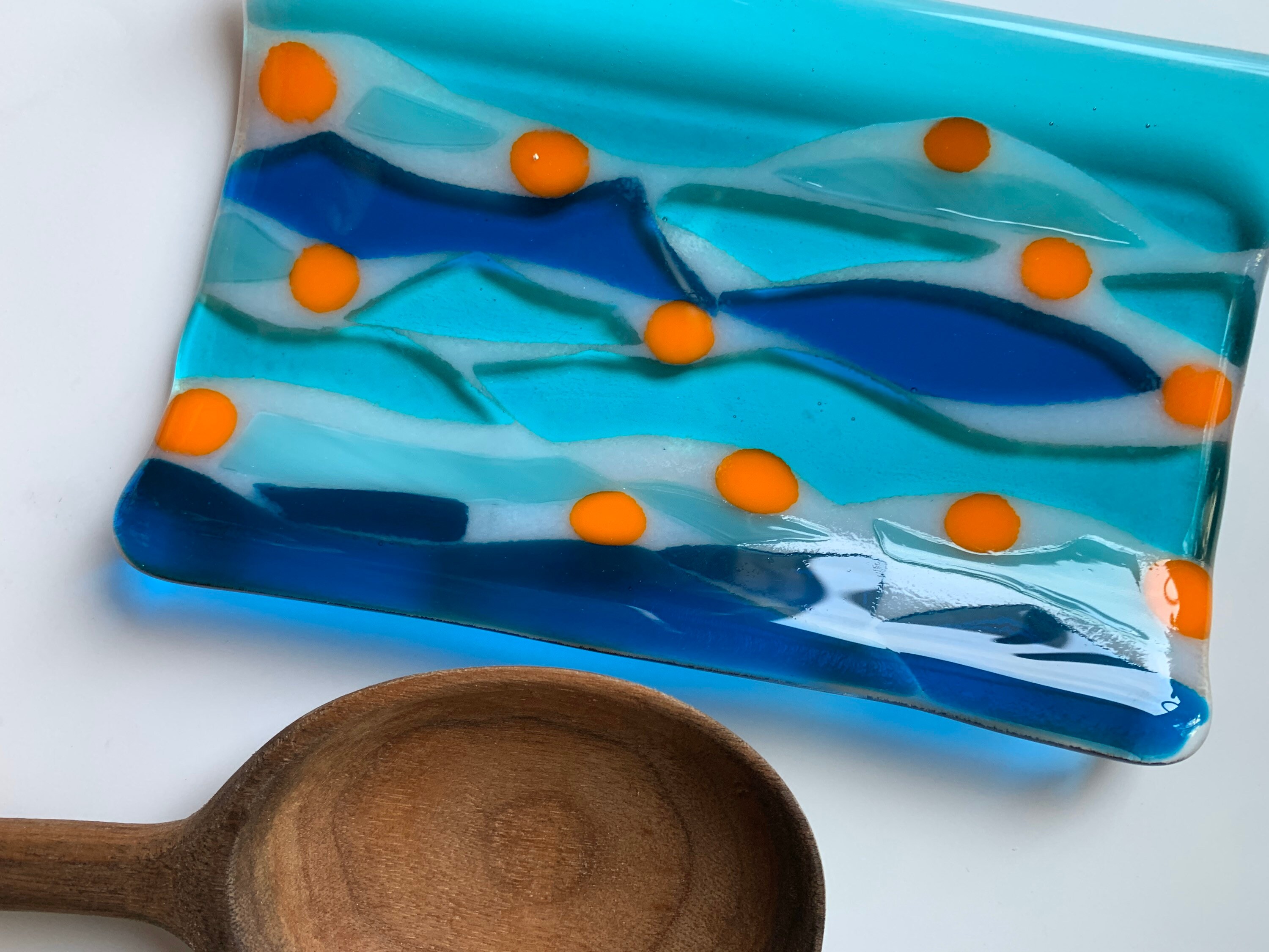 All the little boxes Stained Glass Mosaic Handmade fused glass spoon ...