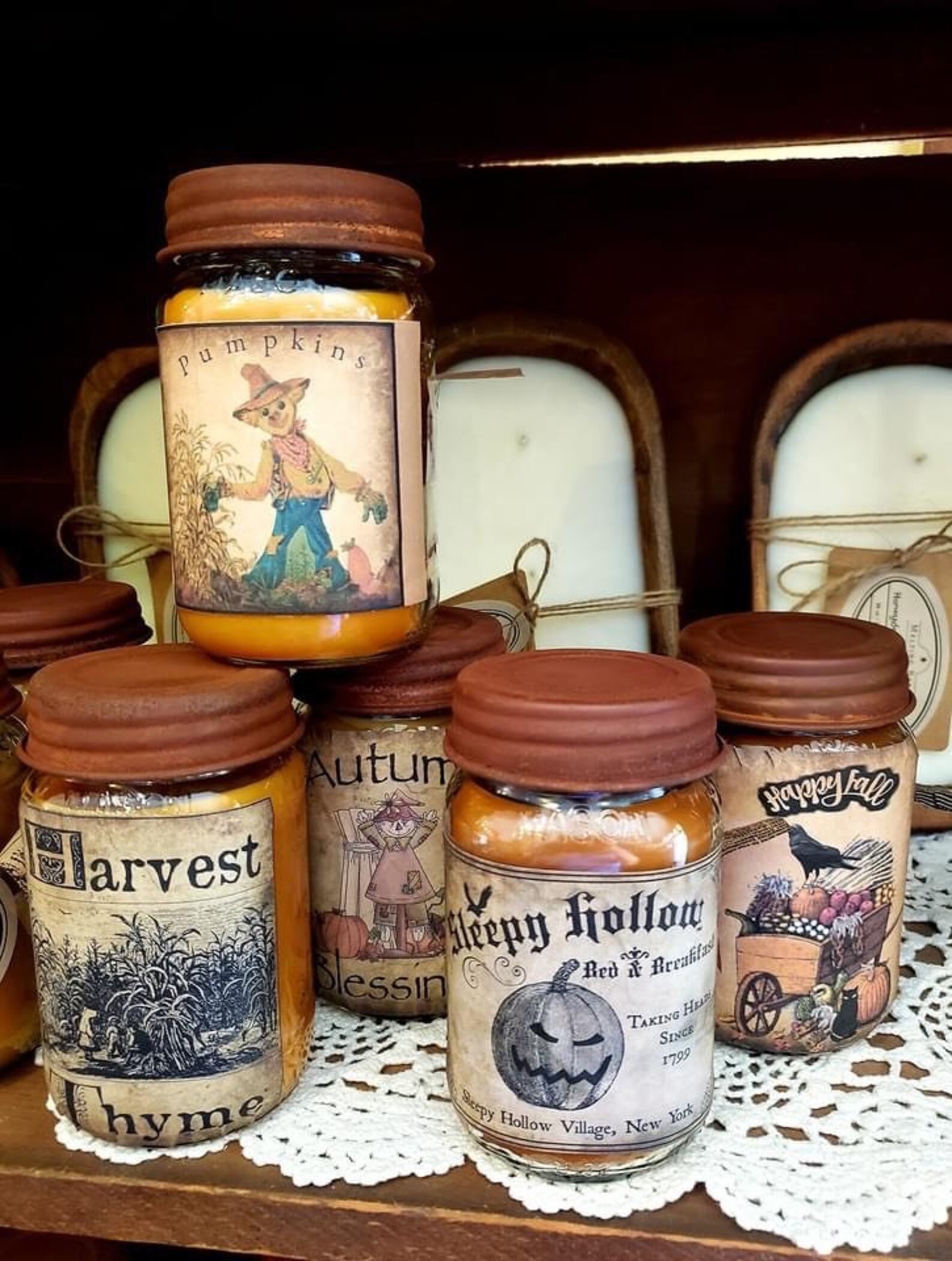 FALL Candle SLEEPY HOLLOW Halloween Candle Square Mason Jar Candle ...