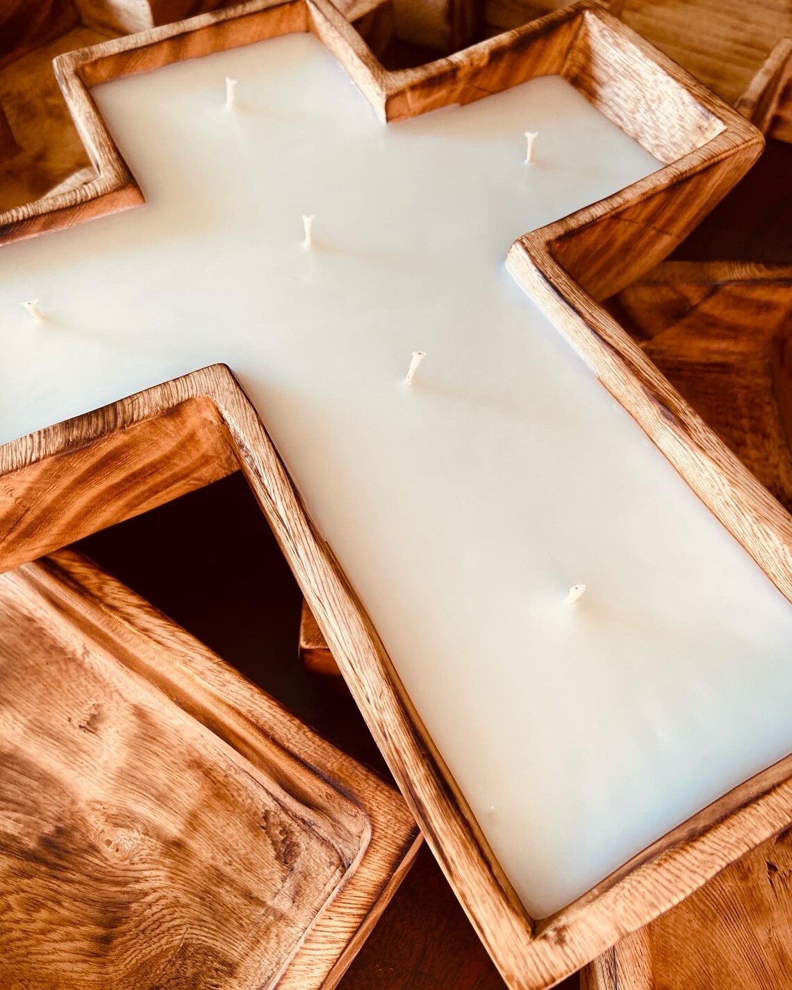 Rustic Wooden Cross Dough Bowl Candle Gift for Her Cross Candle Gift ...