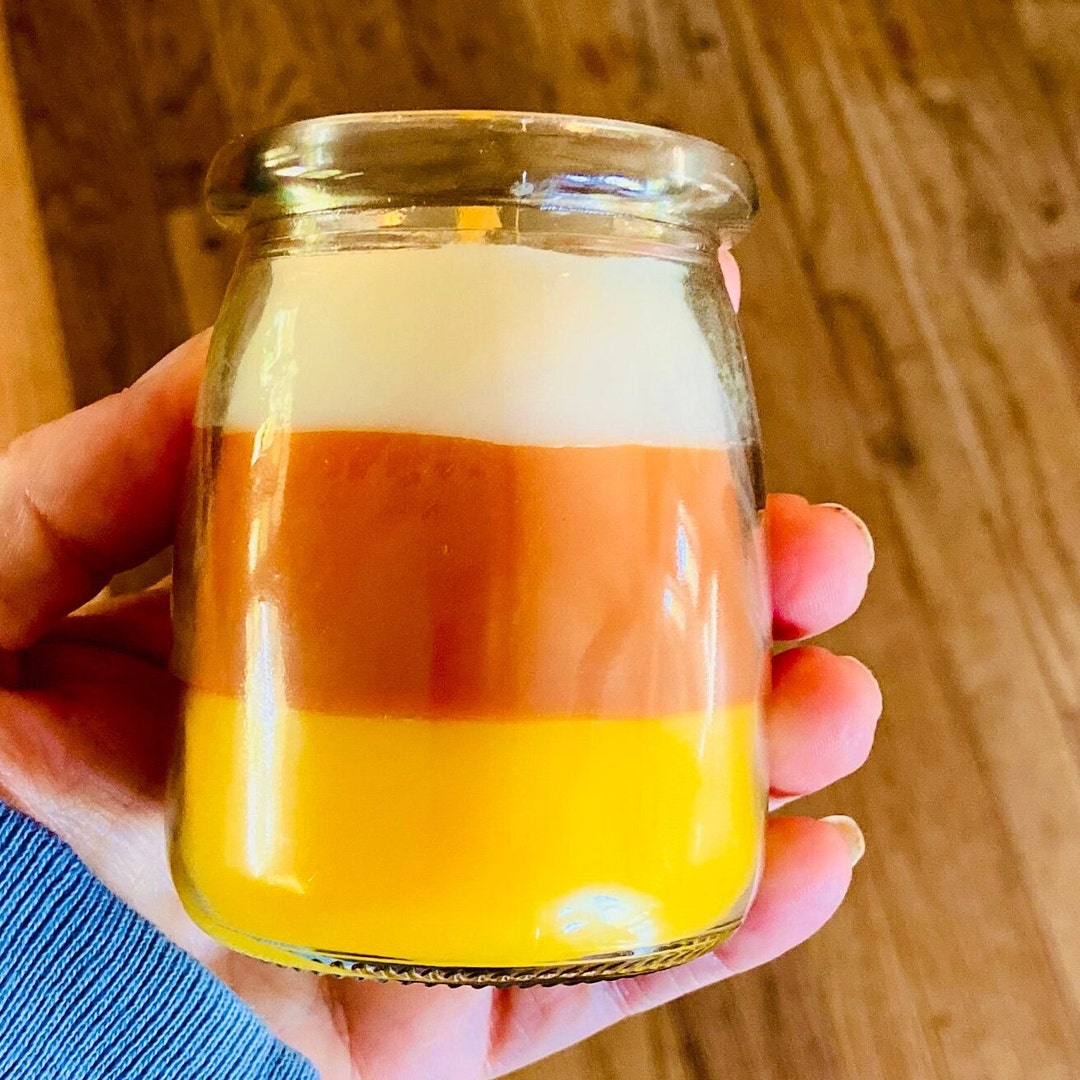 Fall Candle Candy Corn Jar Candle Halloween Candle Autumn Candle Etsy