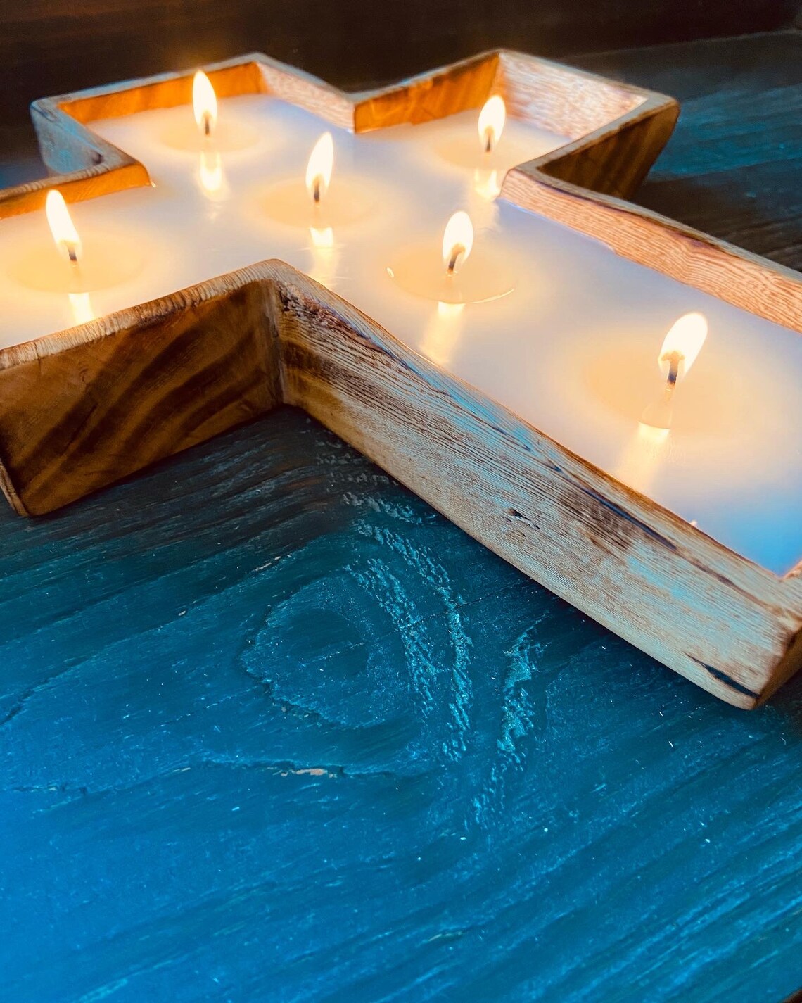 Rustic Wooden Cross Dough Bowl Candle Gift for Her Cross Candle Gift ...