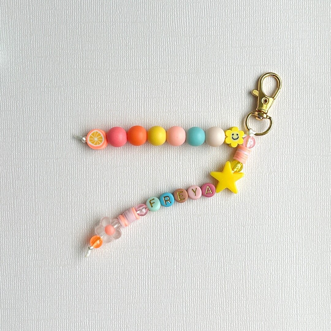 Personalized Keychain 90s Beaded Backpack Keychain Custom Name Keychain ...