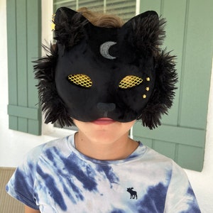 Black Cat Mask Therian Gear for Girls Tweens Teens Celestial Moon Stars ...