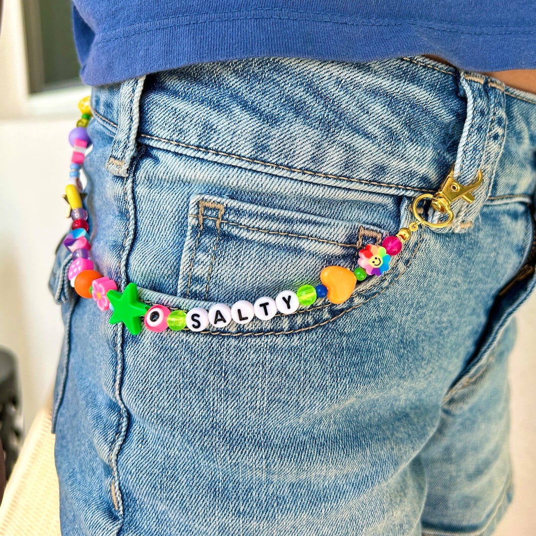 Personalized Belt Chain for Belt Charm Custom Cute Rainbow Beaded Jeans ...