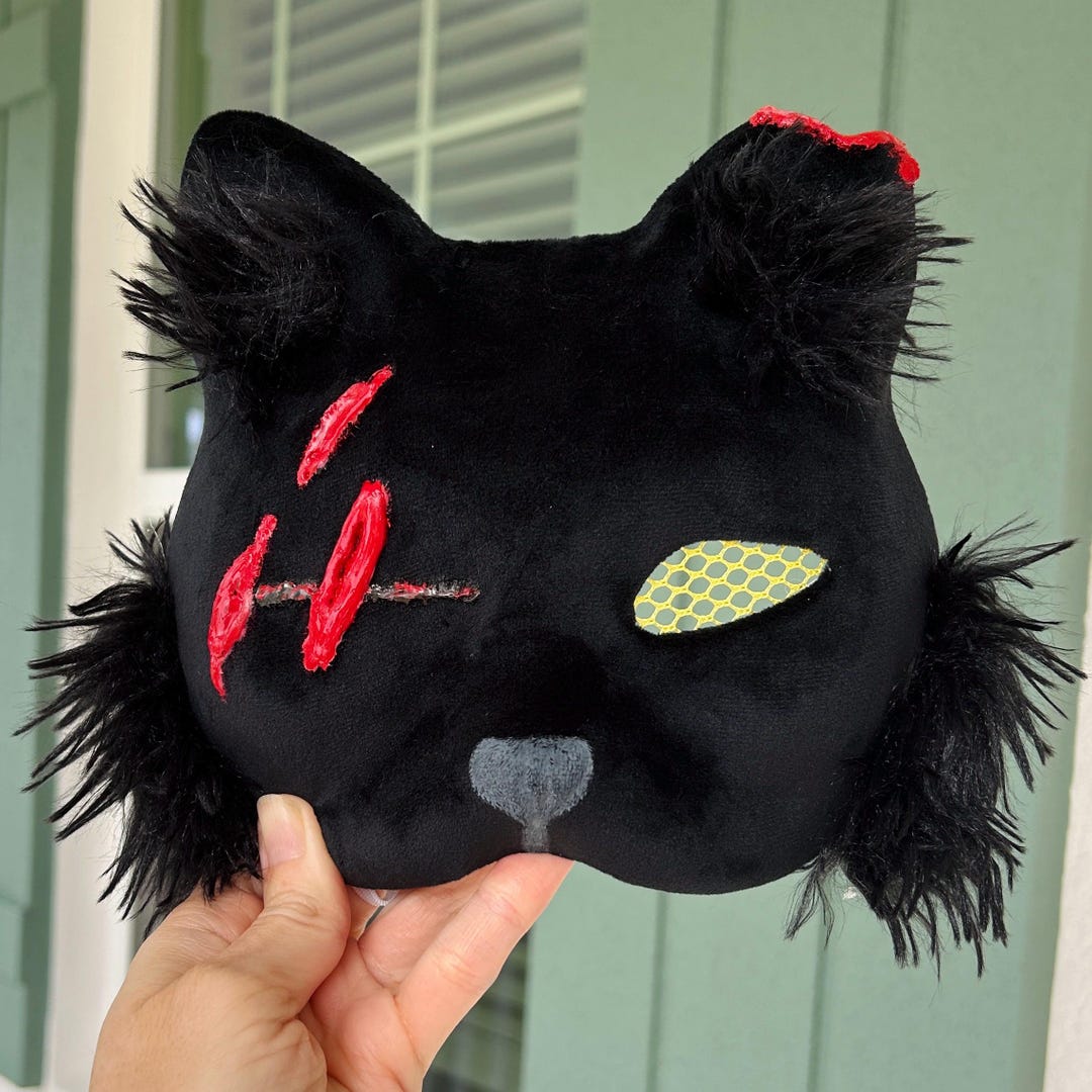 Scarred Black Cat Mask Therian Gear for Girls Tweens Teens Warrior Cat ...