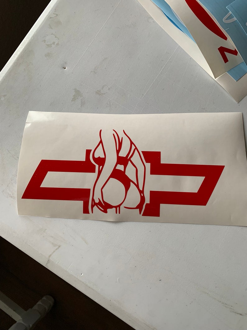 Chevy Bowtie With Lady Vinyl Decal - Etsy