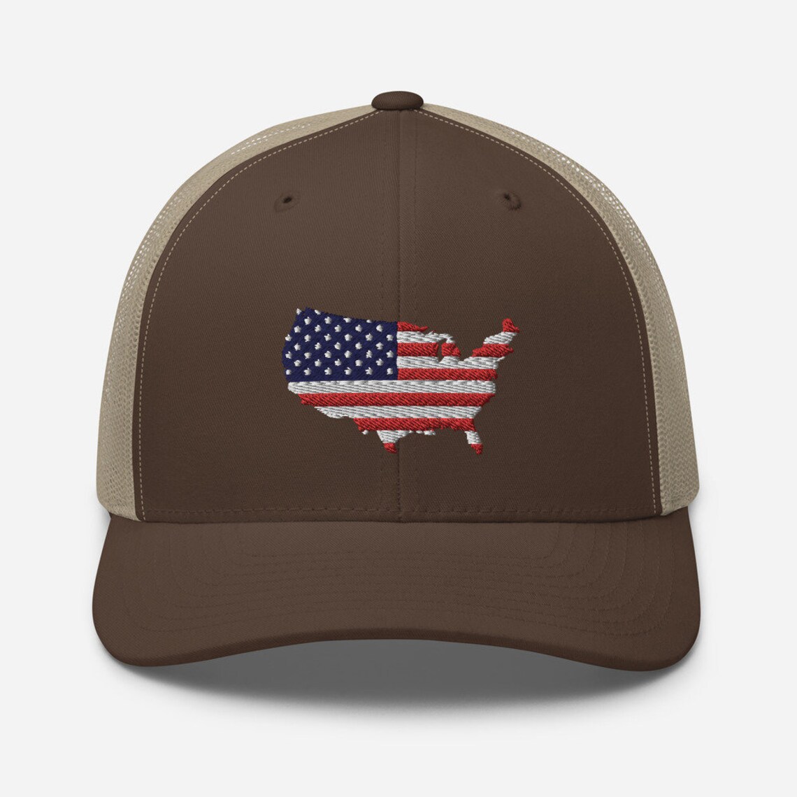 USA American Flag Embroidered Trucker Cap - Etsy