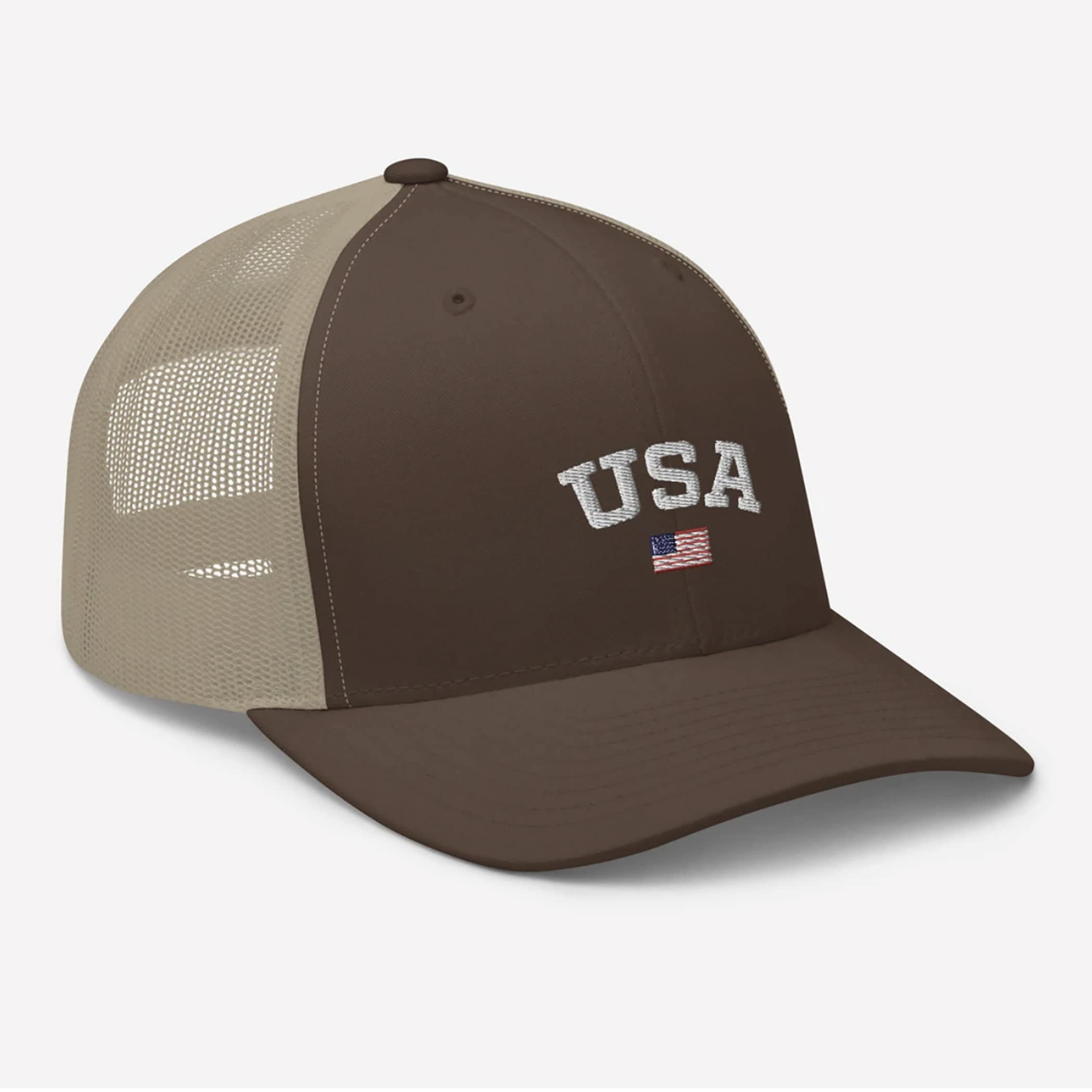 USA American Flag Embroidered Trucker Cap - Etsy