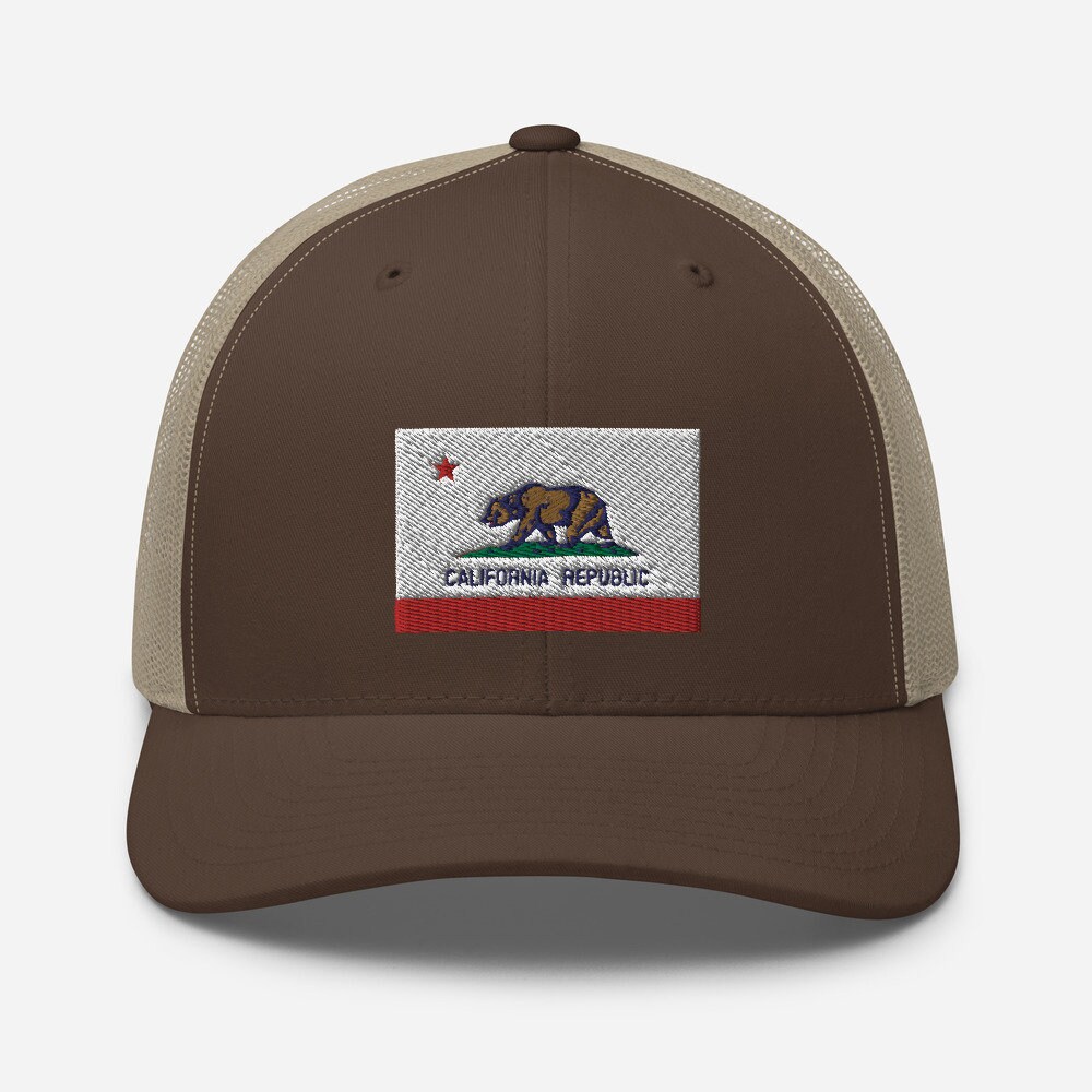 California Republic State Flag Embroidered Trucker Cap - Etsy