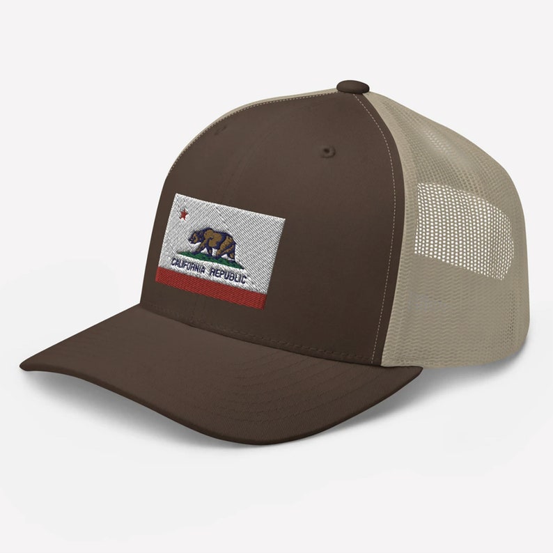 California Republic State Flag Embroidered Trucker Cap - Etsy