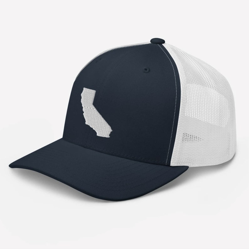 California State Silhouette Embroidered Trucker Cap - Etsy