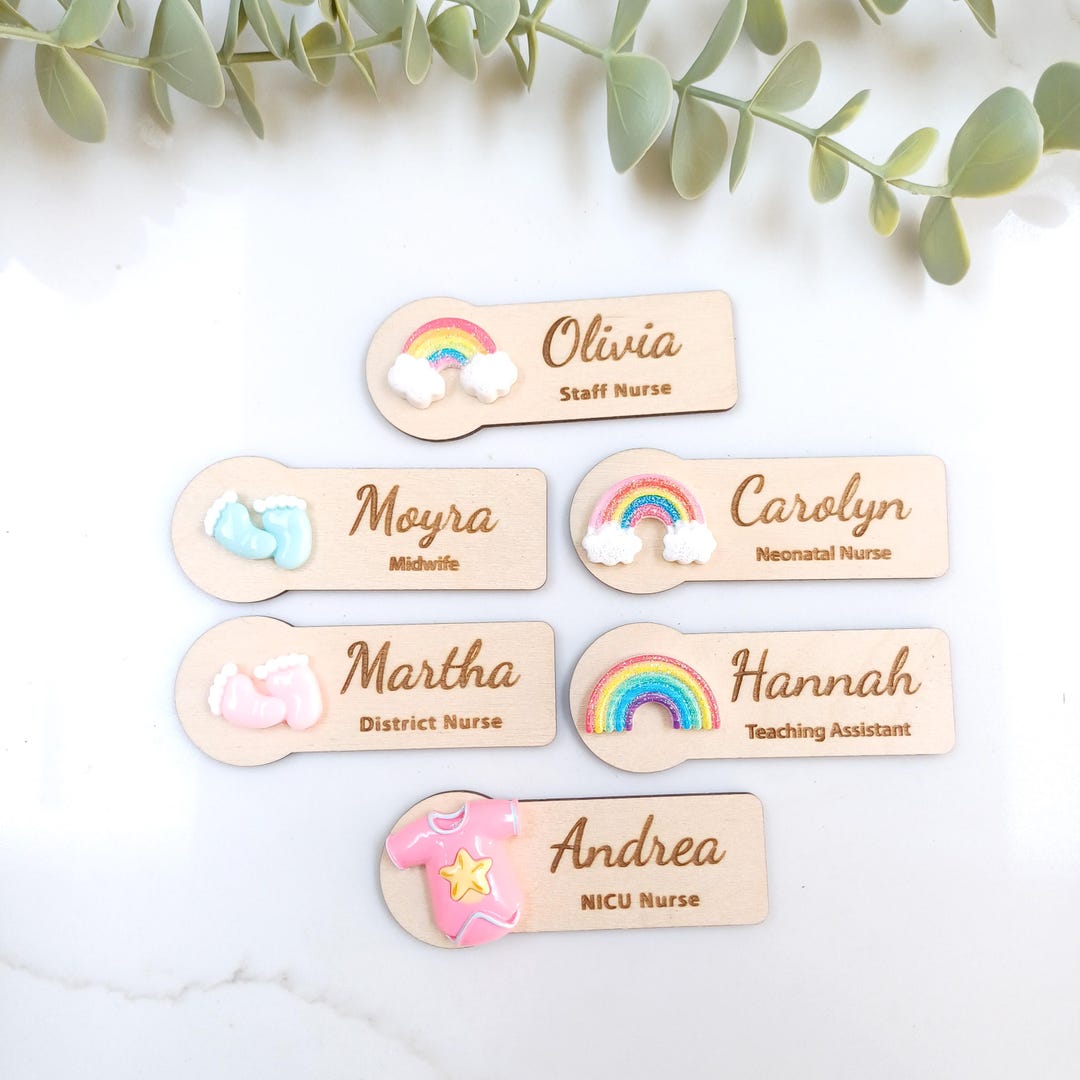 3D Midwife Name Badge, Wooden Name Tag Badge, Magnetic / Pin Backing ...