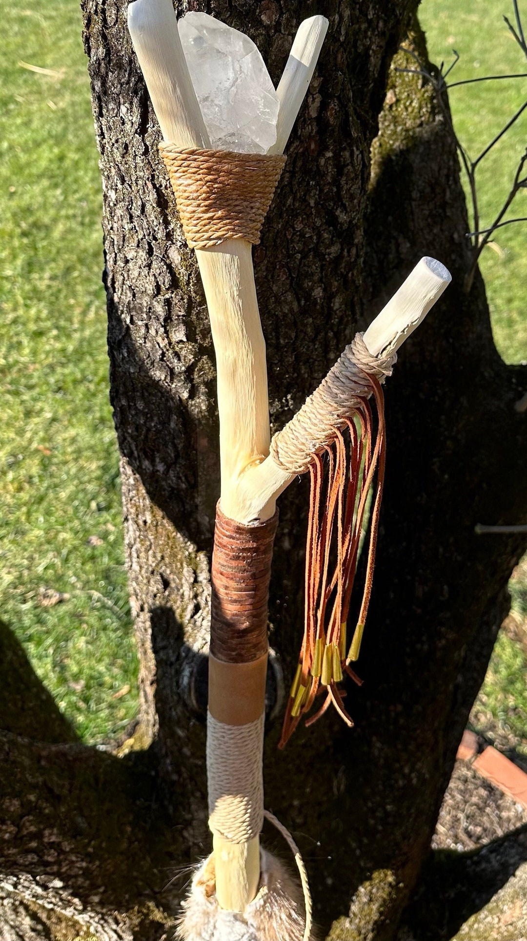 Enchanted Golden Raintree Staff | Handcrafted Magic With Muskrat Fur ...