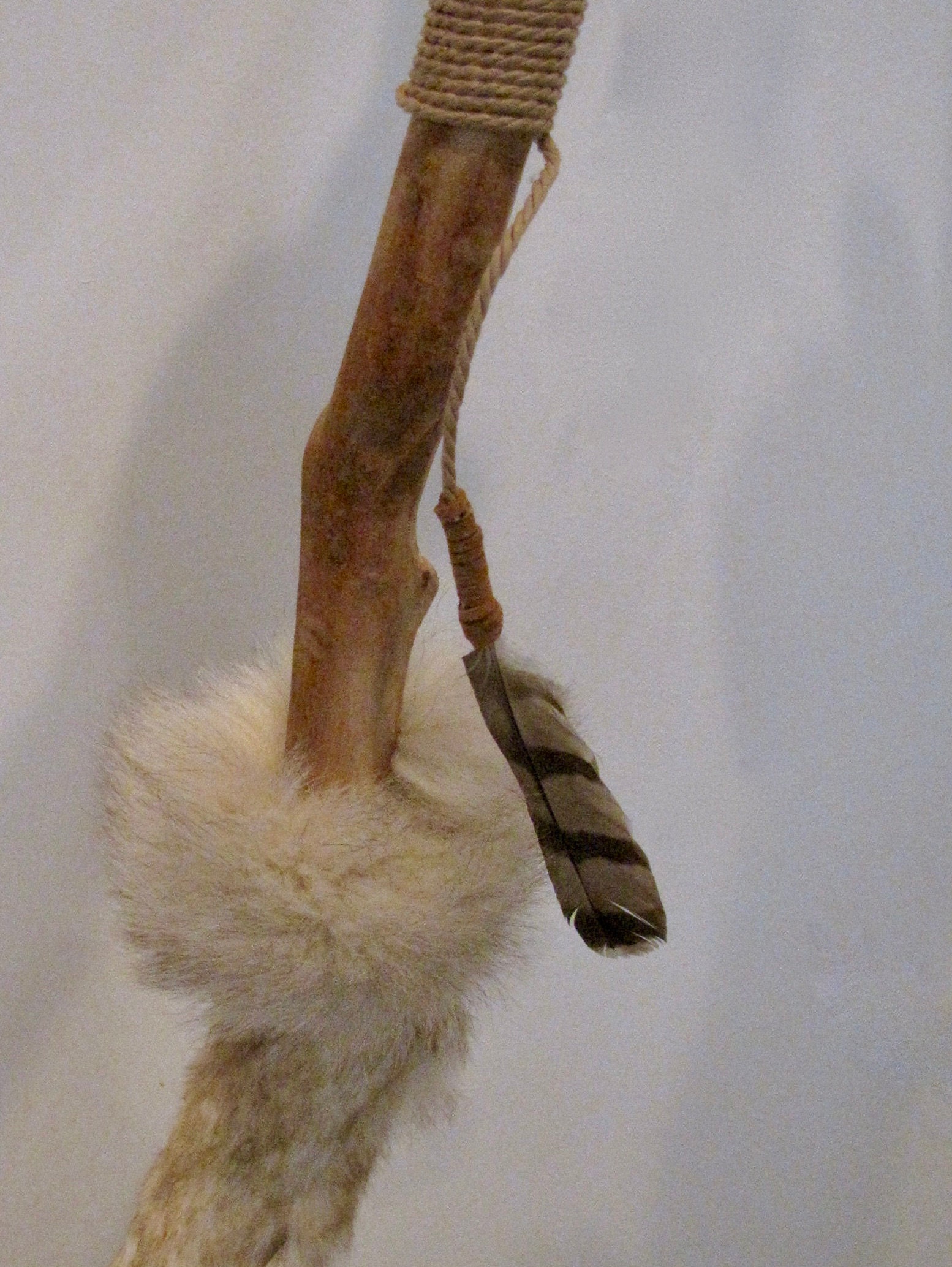 Native American Style Staff With Solder Inlay Includes Rabbit Fur ...