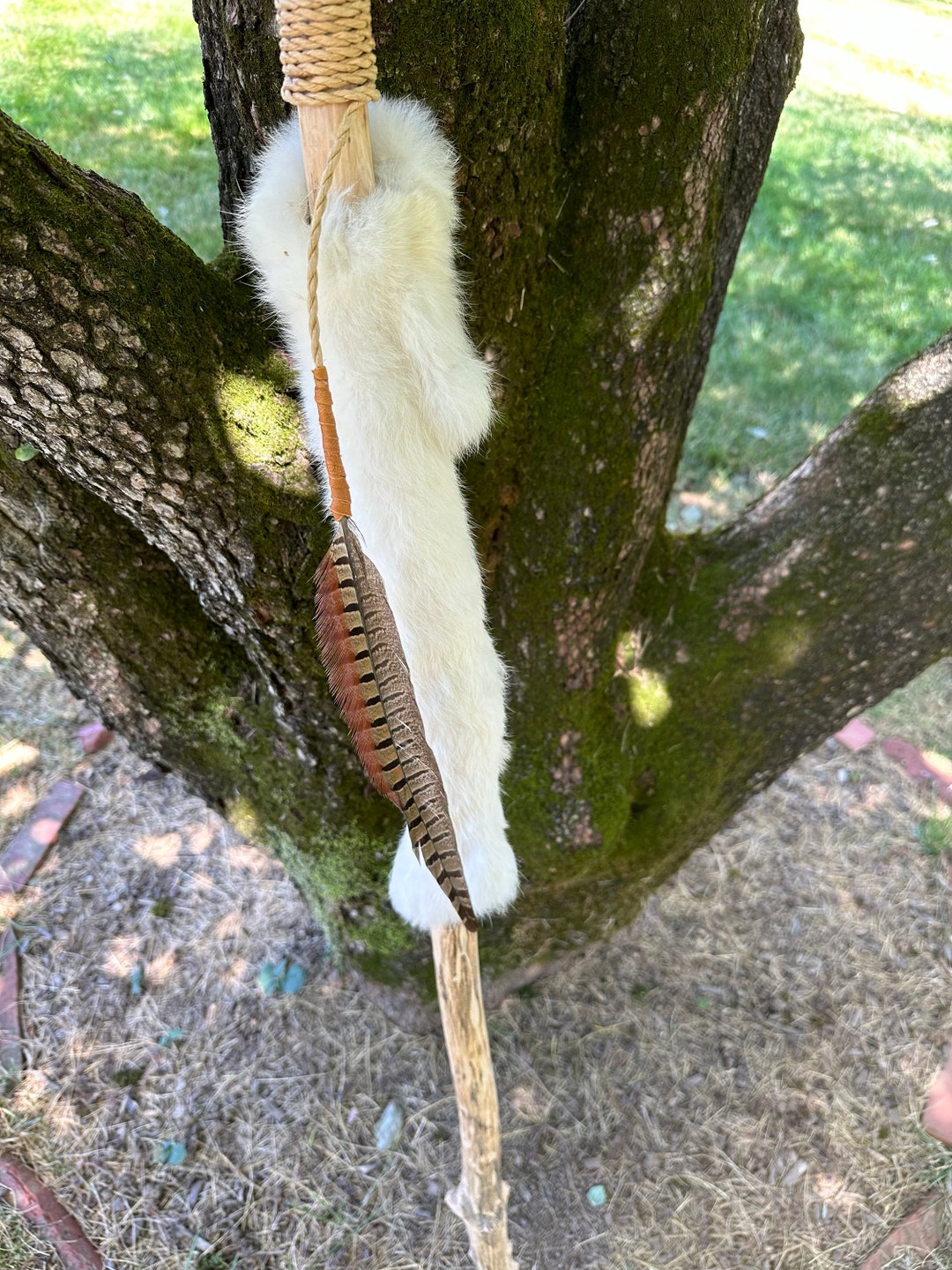 Moonlit Maple Spirit Staff | Handcrafted With White Rabbit Fur ...