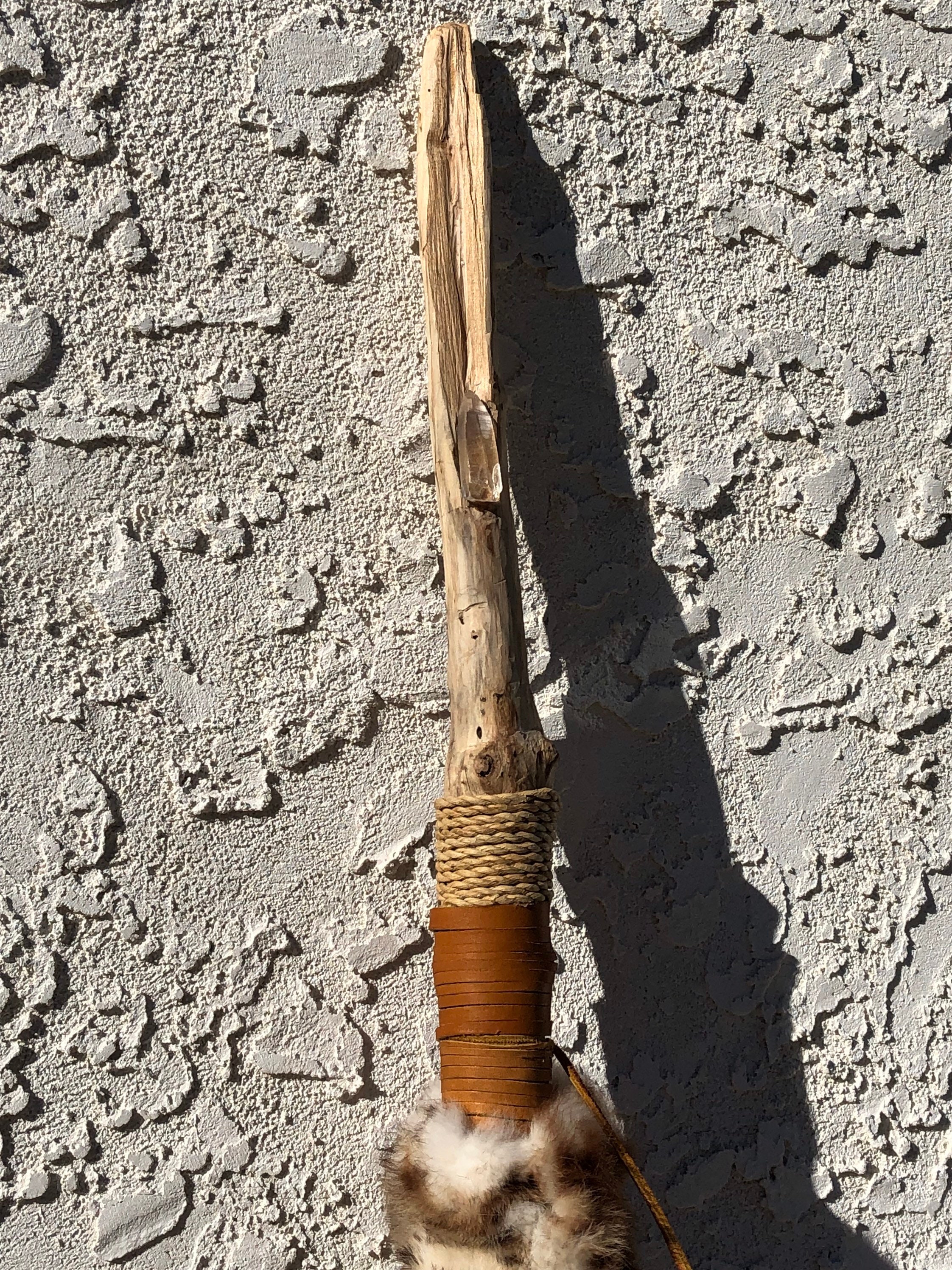 Spotted-rabbit Staff, Spear Shaped With Leather Danish Cord and ...