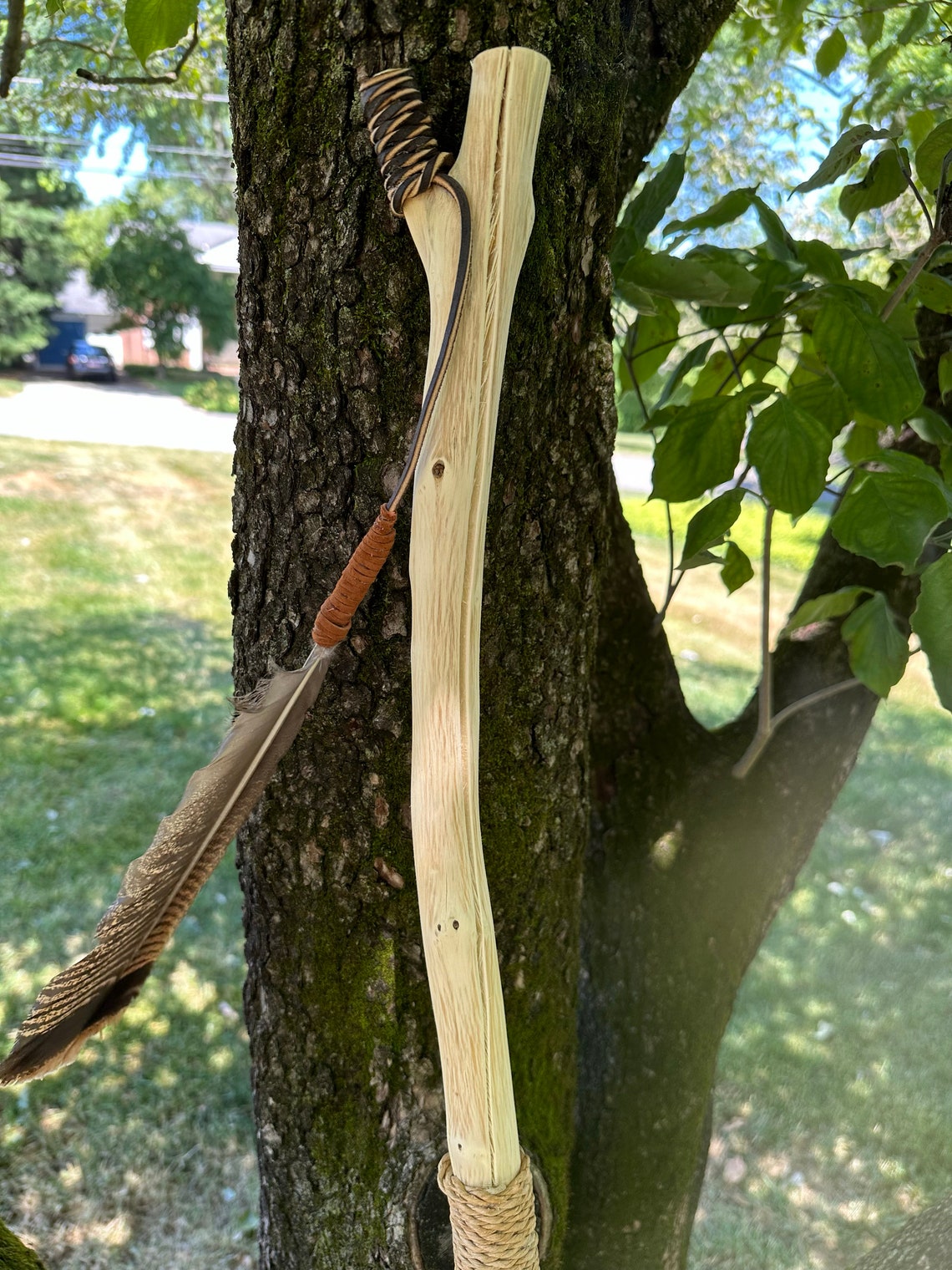 Handcrafted Golden Rain Tree Spirit Staff – Unique Wooden Walking Stick ...