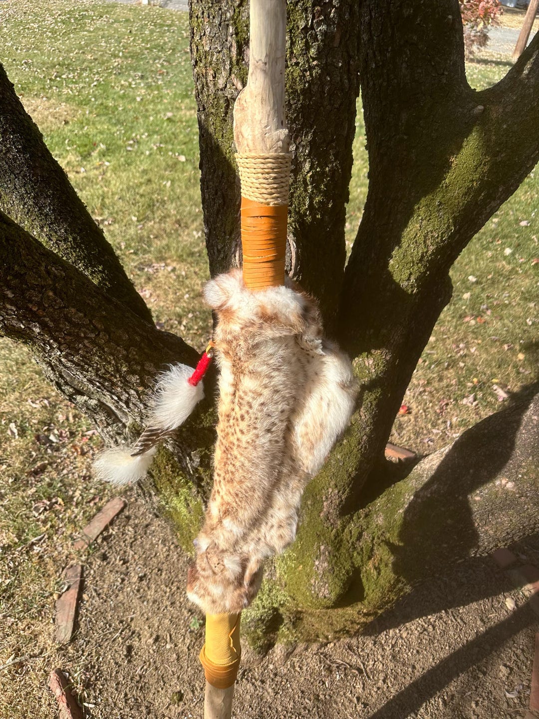 Spotted-rabbit Staff, Spear Shaped With Leather Danish Cord and ...