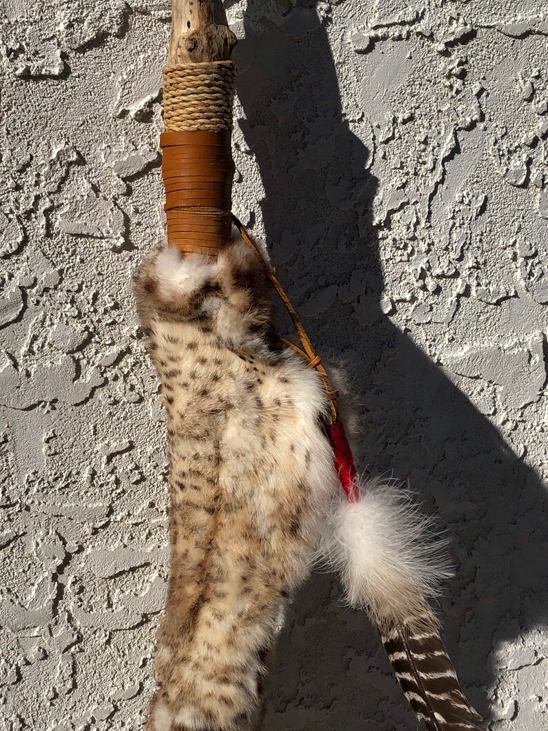Spotted-rabbit Staff, Spear Shaped With Leather Danish Cord and ...