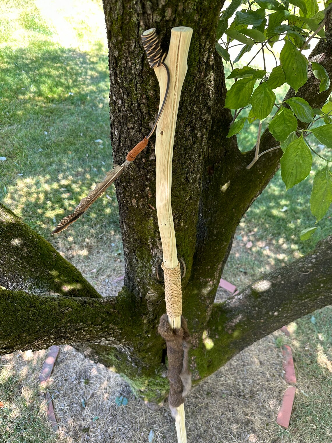 Handcrafted Golden Rain Tree Spirit Staff – Unique Wooden Walking Stick ...