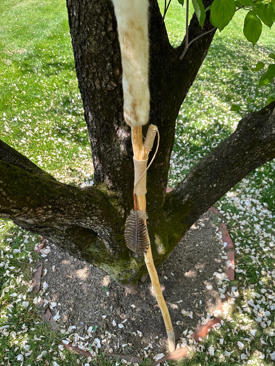 Native Style Walking Staff Simple Design With for Cord and Feathers - Etsy