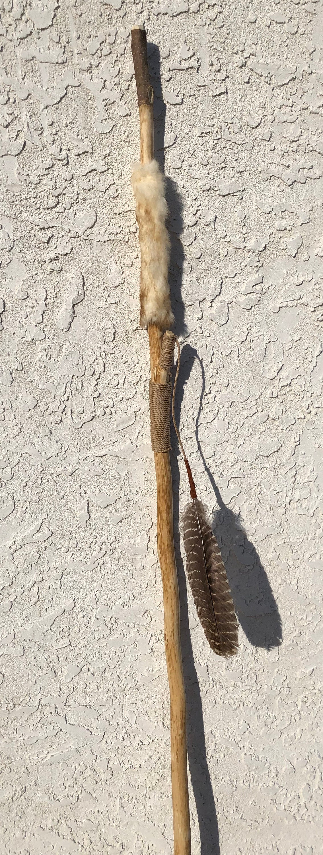 Native Style Walking Staff Simple Design With for Cord and Feathers - Etsy