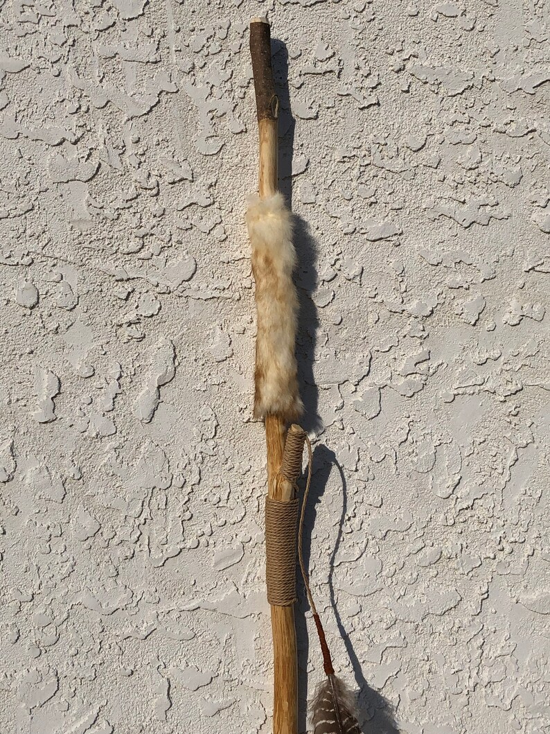 Native Style Walking Staff Simple Design With for Cord and Feathers - Etsy