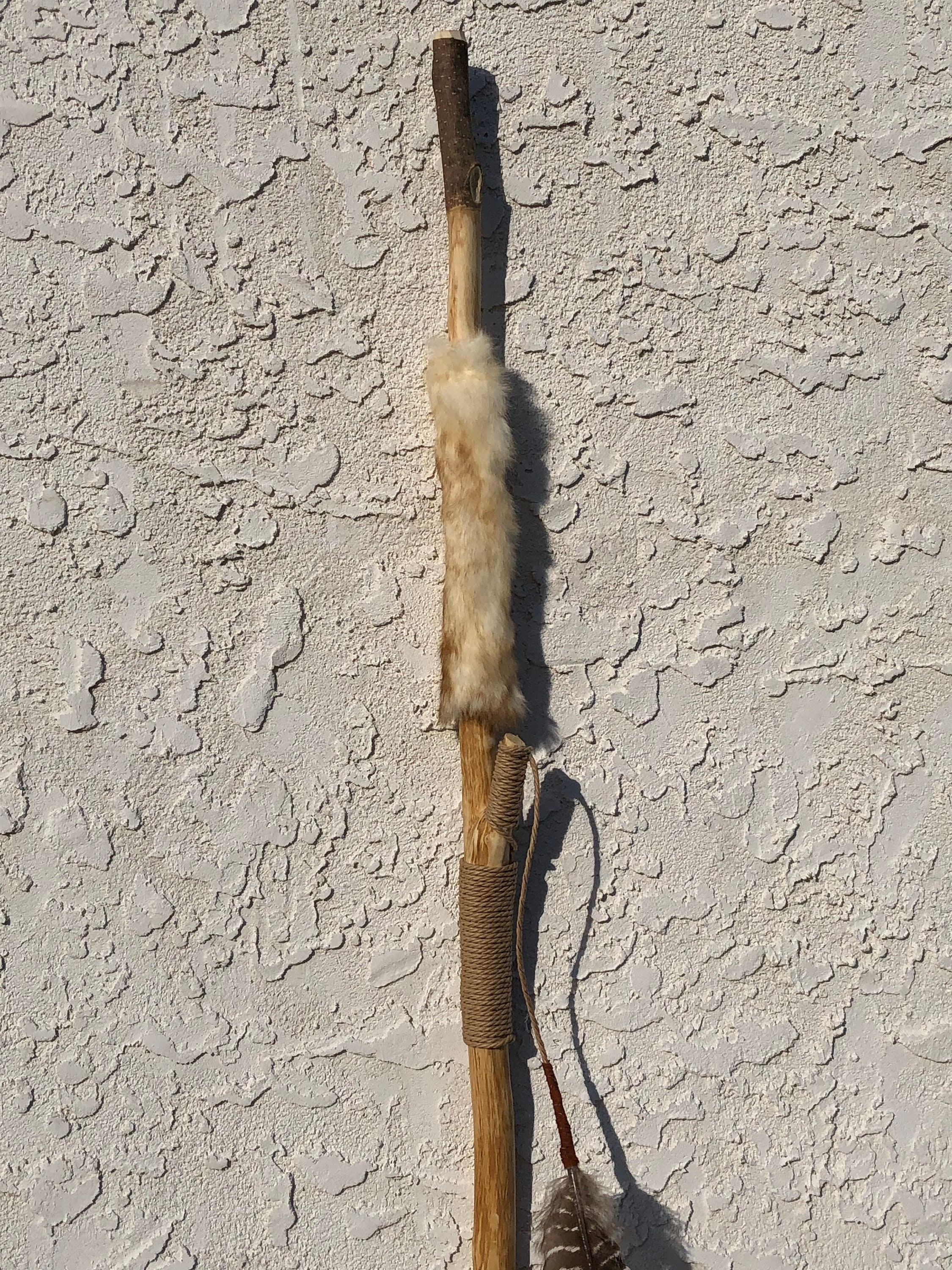 Native Style Walking Staff Simple Design With for Cord and Feathers - Etsy
