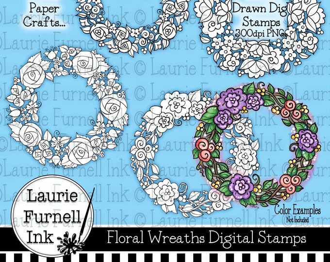 Flowers Digital Stamps, Garden Digital Stamps, Digi Stamps, Adult ...