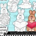 Bunny Digital Stamp, Spring Bunnies Digi Stamps, Paper Crafts, Adult ...