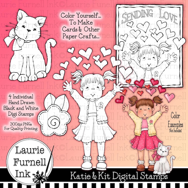 Girl Digi Stamp - Etsy