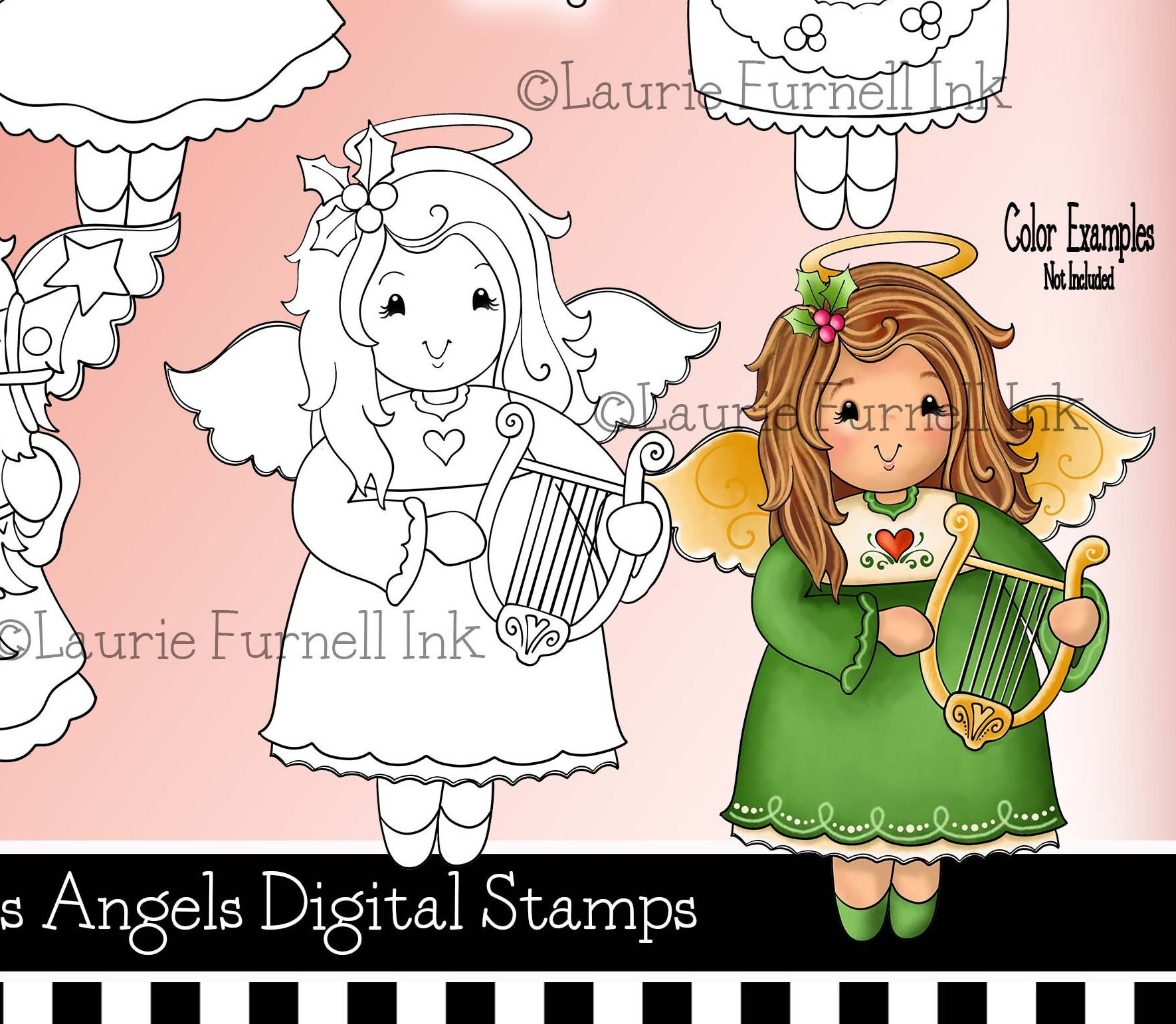 Christmas Angel Digi Stamp Holiday Digital Stamp Holiday - Etsy