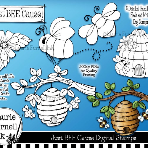 Bee Digi Stamps Beehive Digi Stamps Adult Coloring Page - Etsy