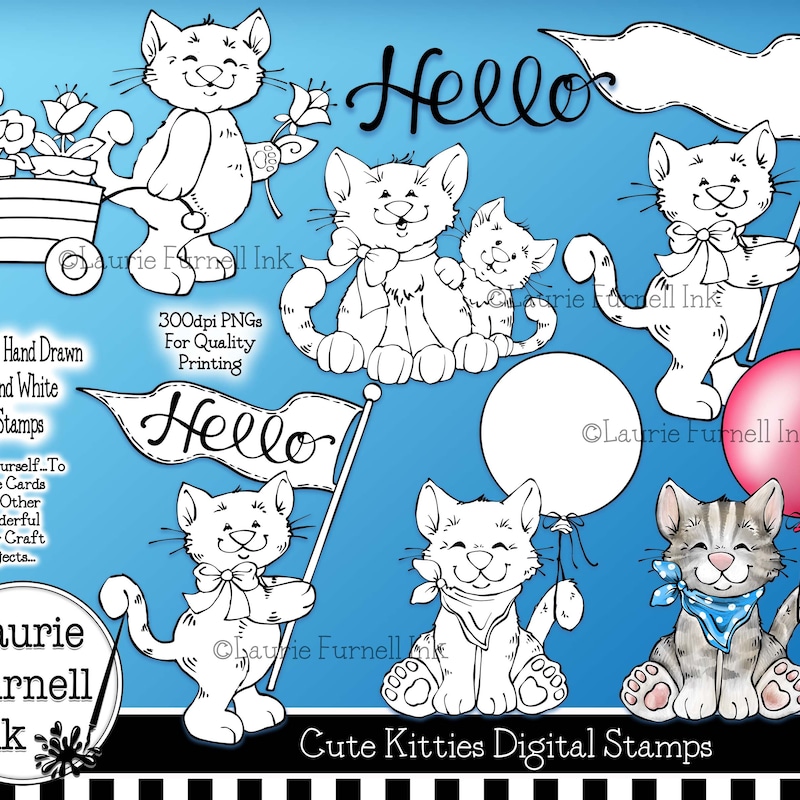 Cat Digital Stamp - Etsy