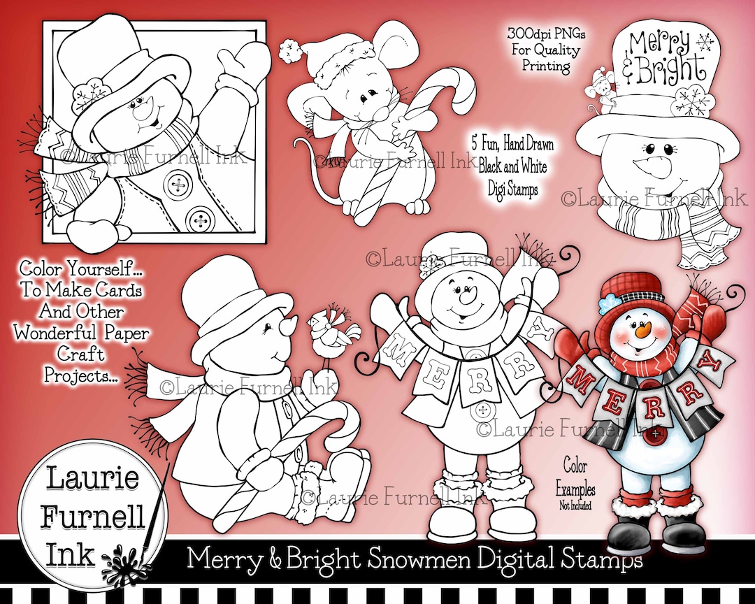 Snowman Digi Stamps, Holiday Snowman Digital Art, Christmas Snowman ...