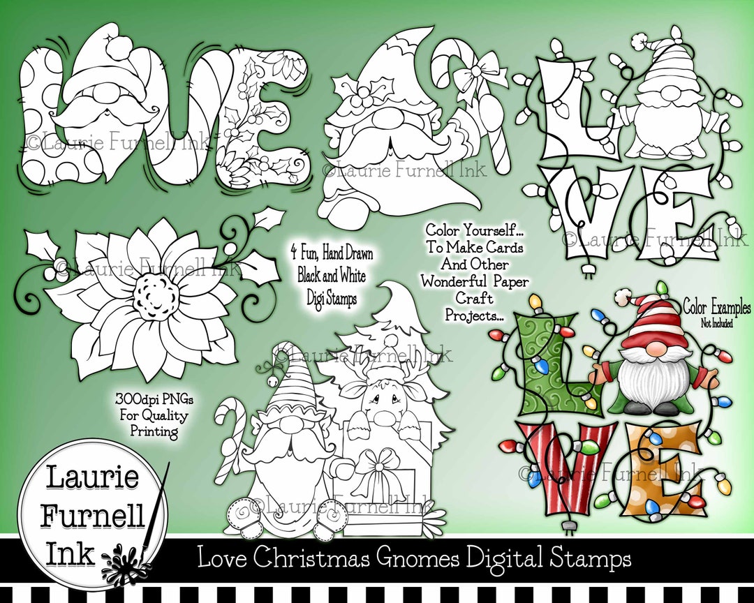 Christmas Gnome Clip Art, Holiday Gnome Digital Stamps, Christmas Love ...